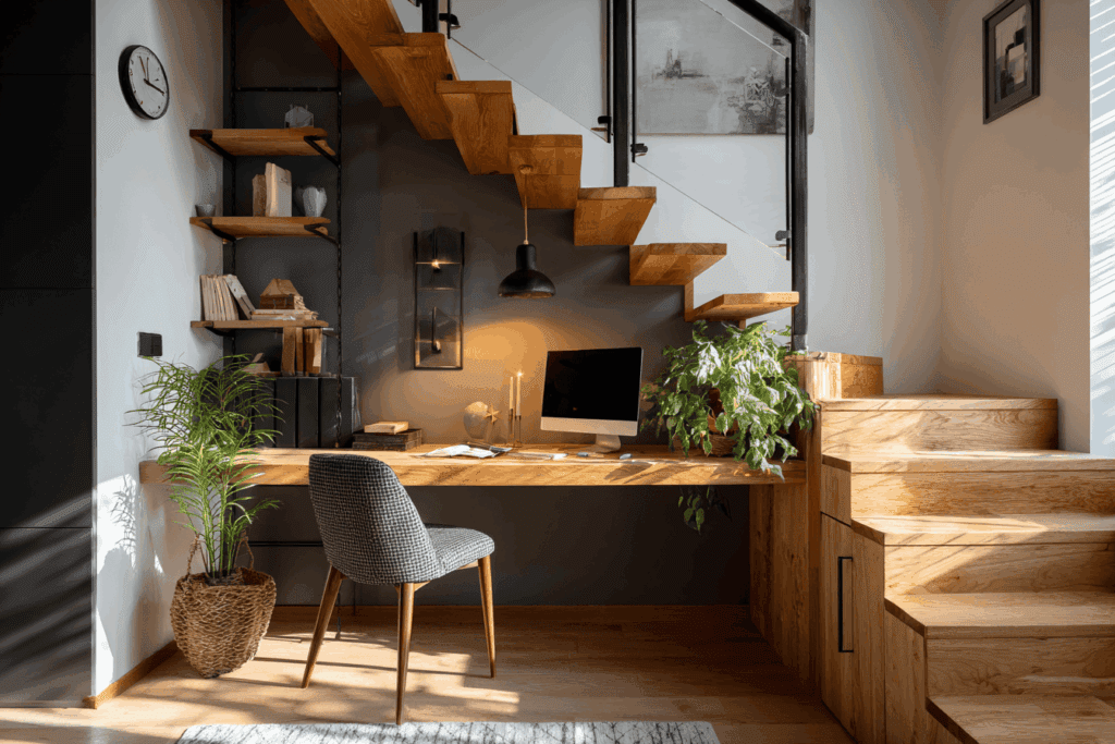Coin bureau sous escalier : 15 idées sur mesure pour petit espace